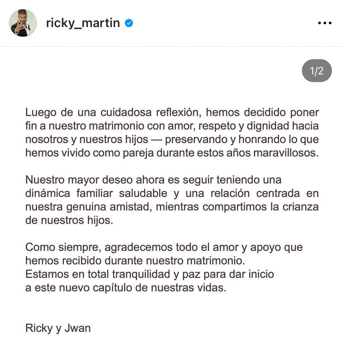 Ricky Martin se divorcia de su pareja Jwan Yosef