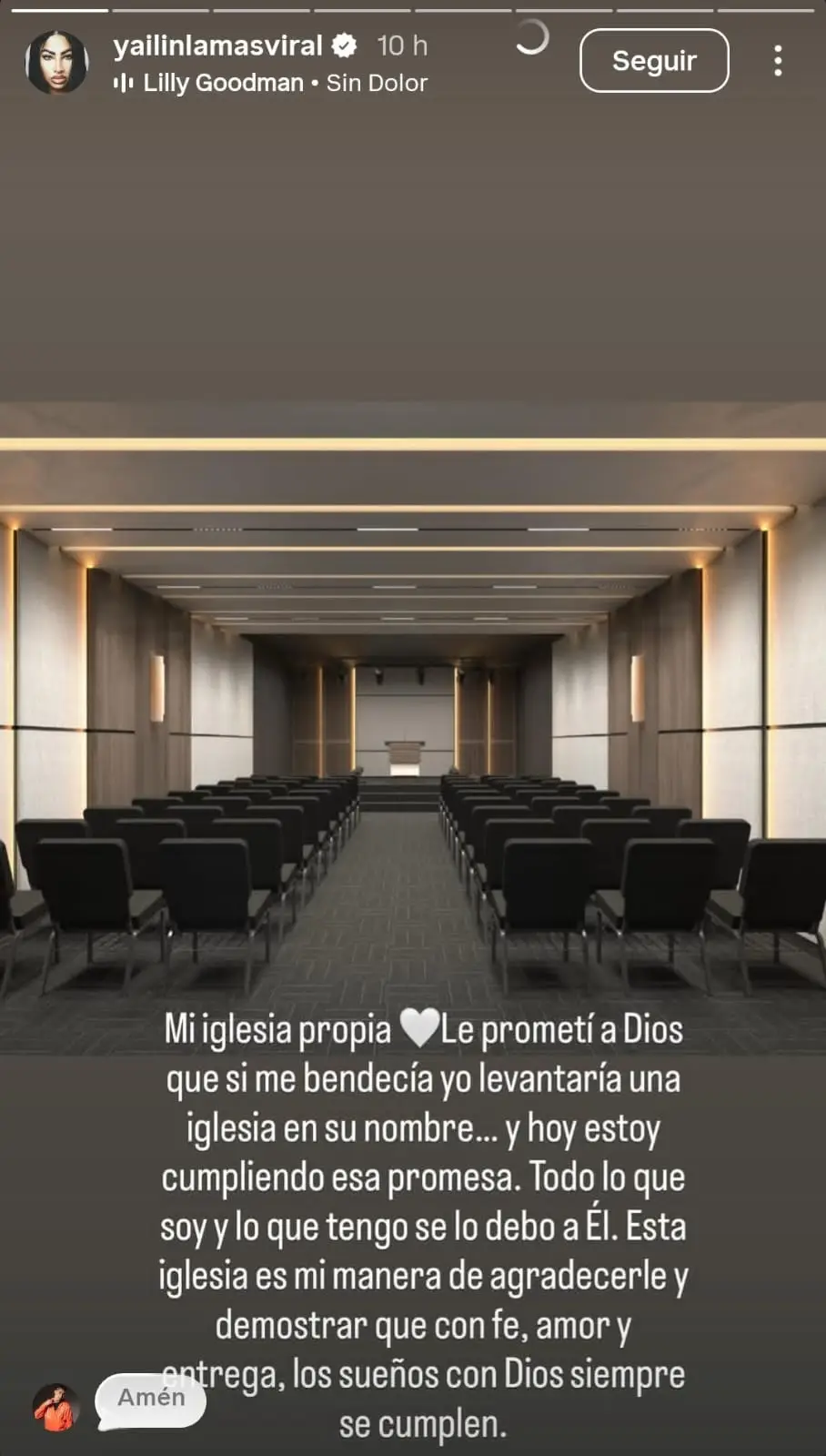 Yailin 'la más viral' construye su propia iglesia: 'le prometí a Dios'